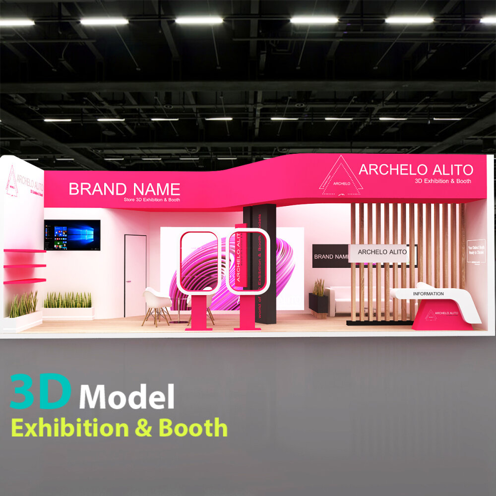 Promotional Exhibition Booth with Branding Elements 3D model - Download ...