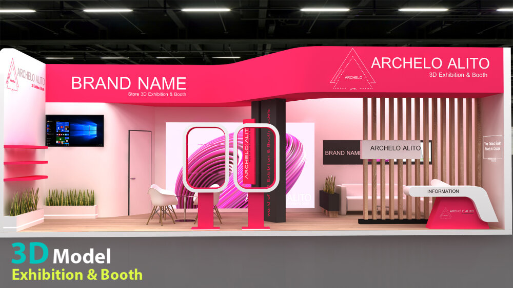 Promotional Exhibition Booth with Branding Elements 3D model - Download ...