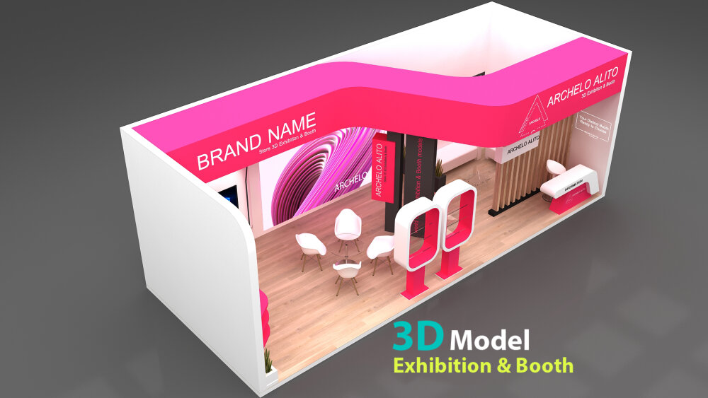 Promotional Exhibition Booth with Branding Elements 3D model - Download ...
