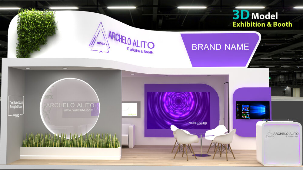 Exhibition Booth with Lounge Area and Branding Display 3D model ...