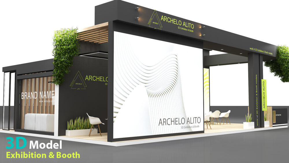 Exhibition Booth Design with Interactive Display Elements 3D model ...
