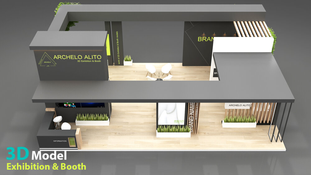 Exhibition Booth Design with Interactive Display Elements 3D model ...