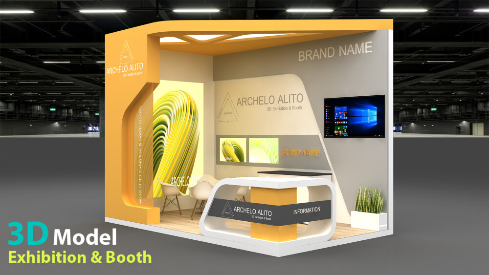 Trade Exhibition Booth with Branding Elements 3D model - Download ...