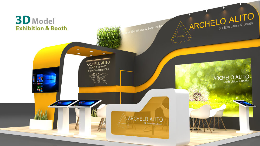 Exhibition Display with Interactive Touchscreens 3D model - Download ...