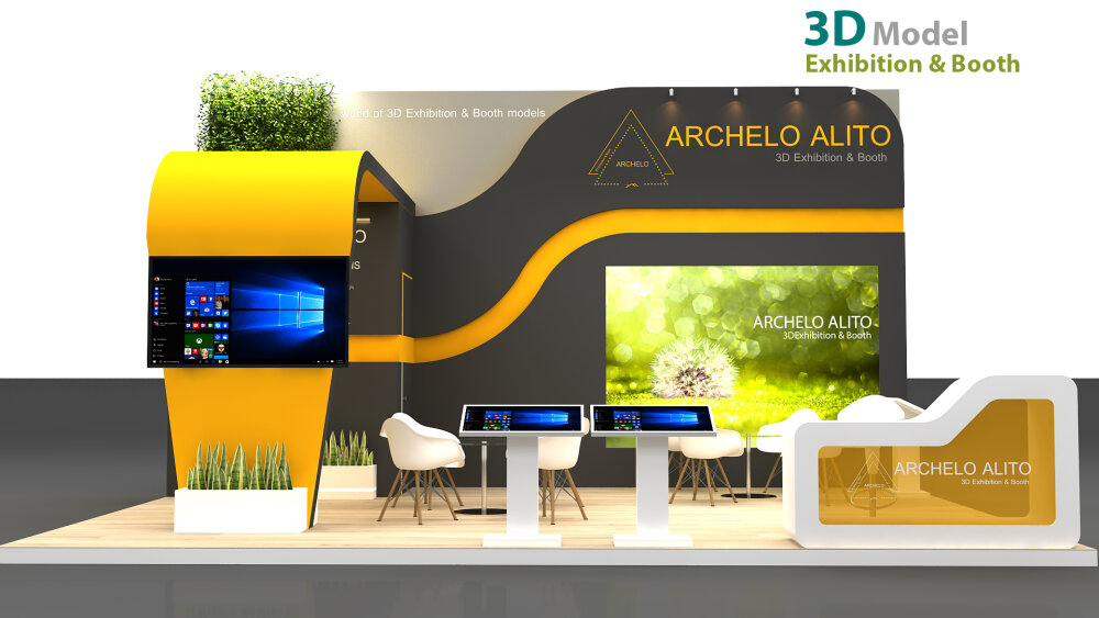 Exhibition Display with Interactive Touchscreens 3D model - Download ...