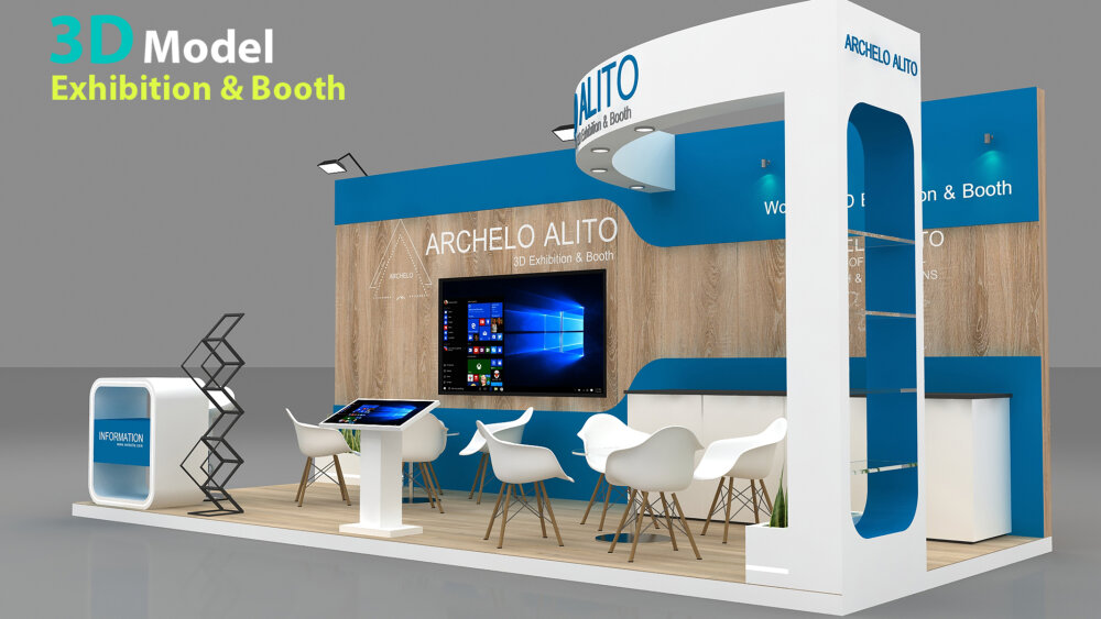 Stand Interactivo de Exhibición con Kiosco de Información Modelo 3D ...