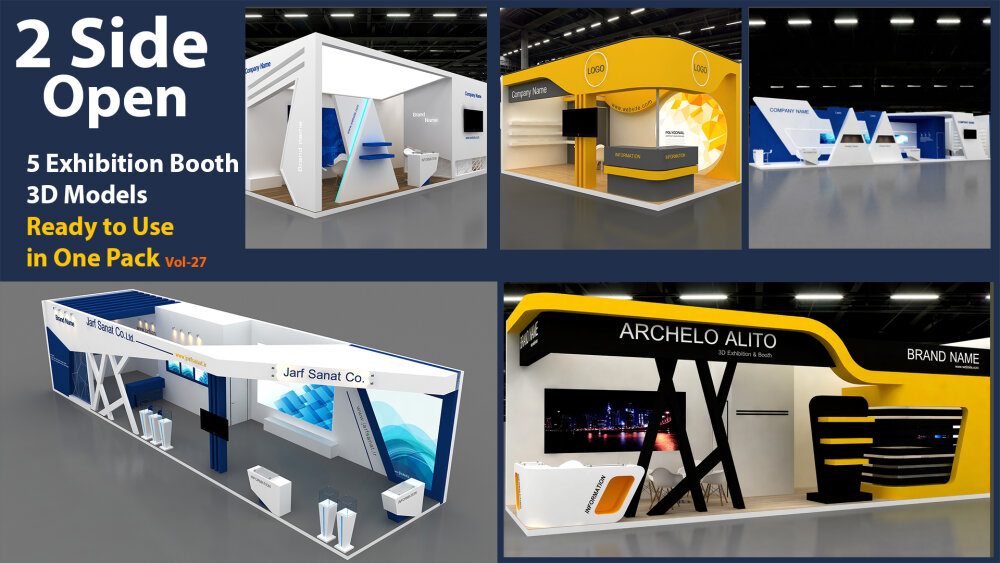 Exhibition Booth Collection with Dual Open Sides 3D model - Download ...