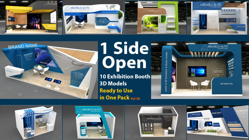 Colección de Stands de Exposición Interactivos Abiertos Modelo 3D ...