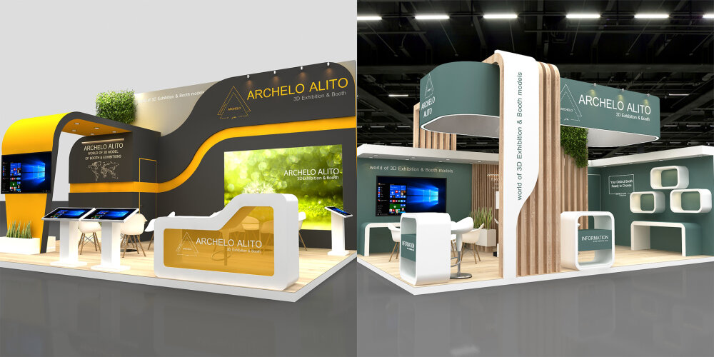 Open-Sided Exhibition Booths Collection 3D model - Download Commercial ...