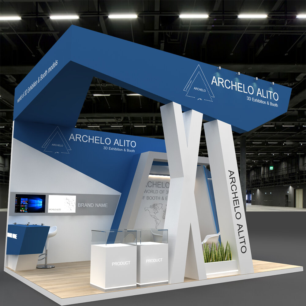 Exhibit Display Booth with Interactive Panels Collection 3D model ...