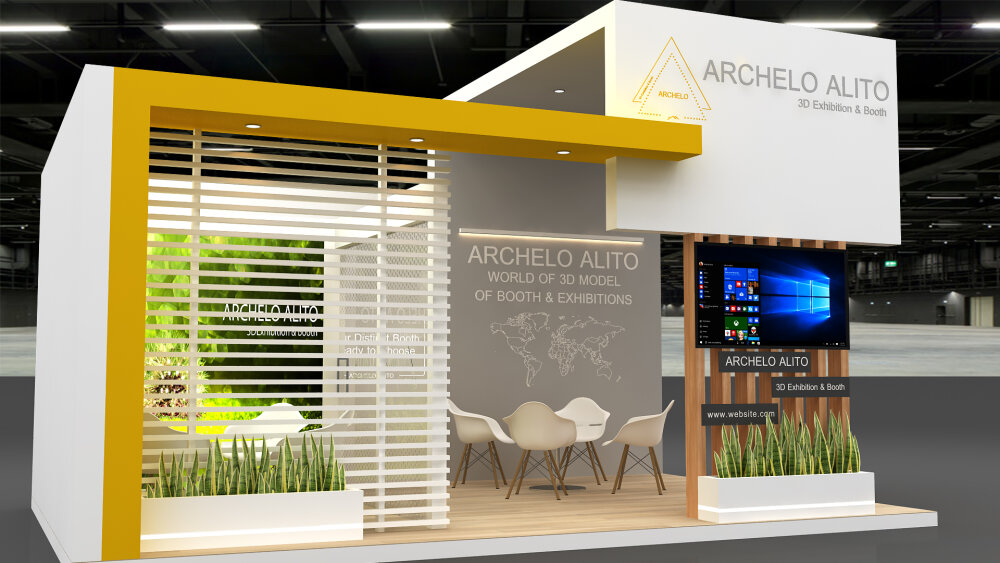 Exhibition Stand with Seating and Display Screen 3D model - Download ...