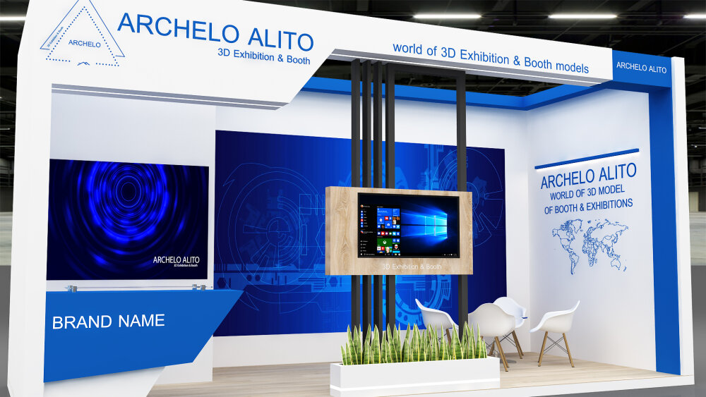 Exhibition Booth Design with Multi-Screen Display 3D model - Download ...