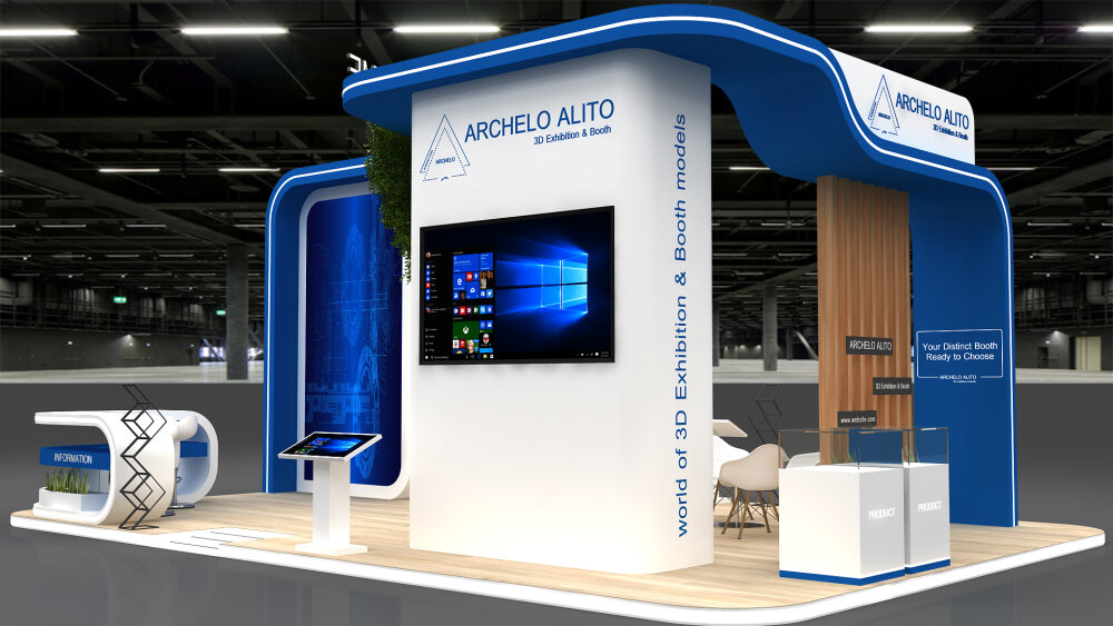 Trade Show Exhibition Booth with Interactive Display Technology 3D ...