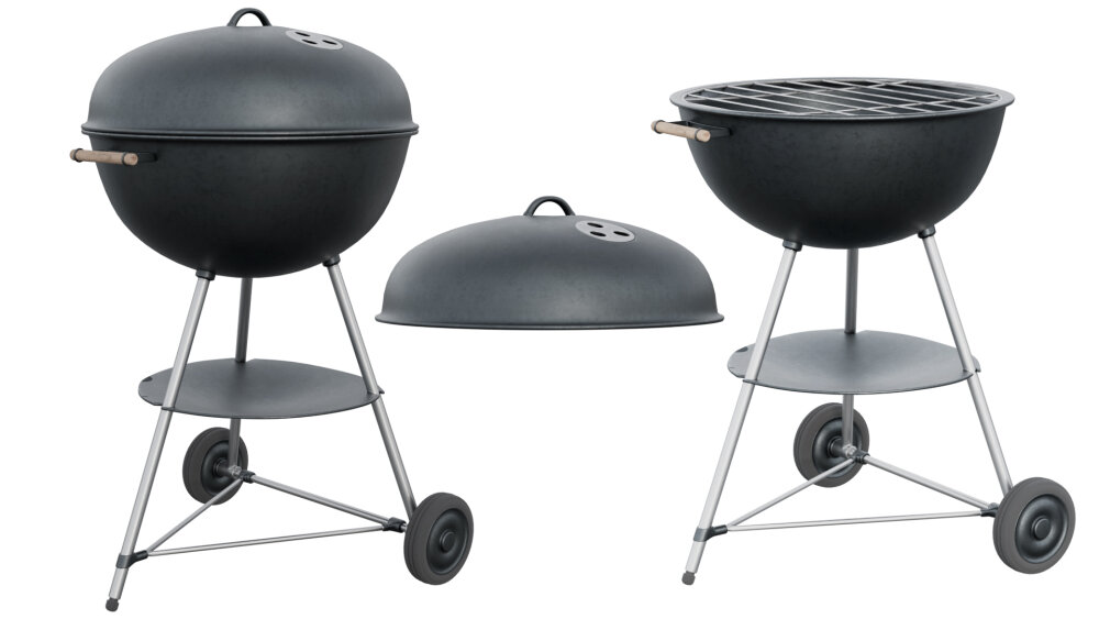 Bbq Round Weber Style 3D model - Download Appliances on 3DModels.org