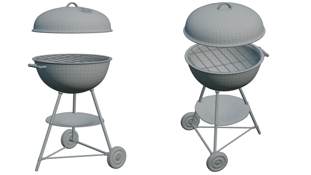 Bbq Round Weber Style 3D model - Download Appliances on 3DModels.org