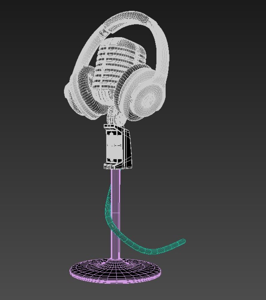 Microphone Stand and Headphones Model For Subdivide 3D model - Download ...