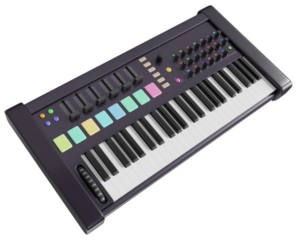 Midi Keyboard with Drum Section 3D model - Download Musical Instruments ...
