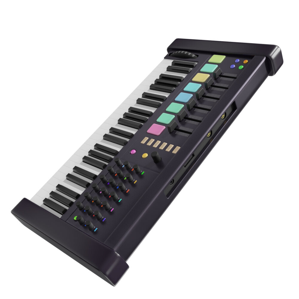 Midi Keyboard with Drum Section 3D model - Download Musical Instruments ...