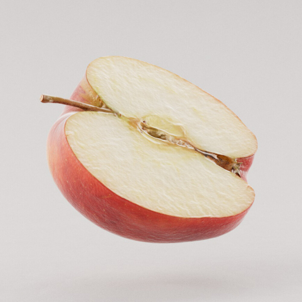 Half Cut Red Apple 3D model - Download Fruit on 3DModels.org