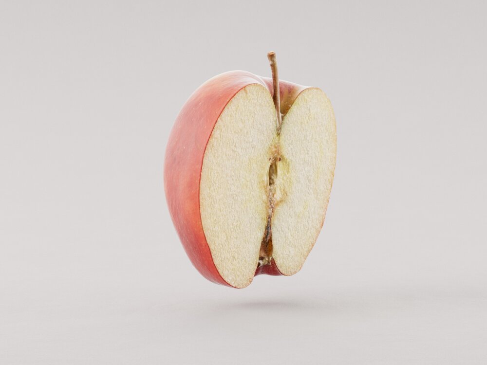 Half Cut Red Apple 3D model - Download Fruit on 3DModels.org