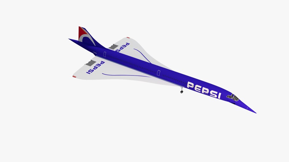Air France Concorde Supersonic Pepsi Livery 3D模型 - 下载 民航飛機 on 3DModels.org