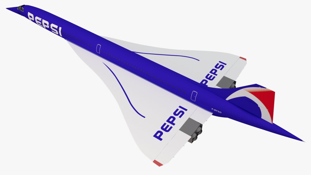 Air France Concorde Supersonic Pepsi Livery 3D模型 - 下载 民航飛機 on 3DModels.org