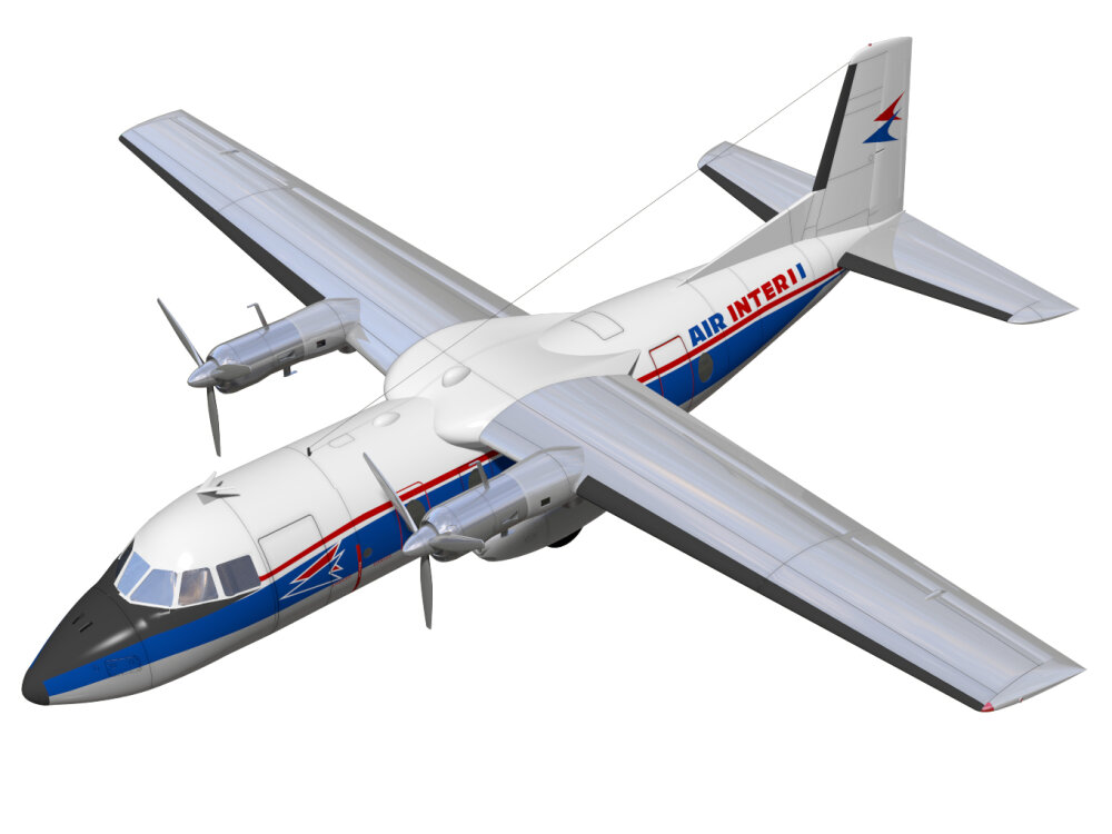 Nord-aviation Nord 262 Frigate 3D model - Download Airliner on 3DModels.org