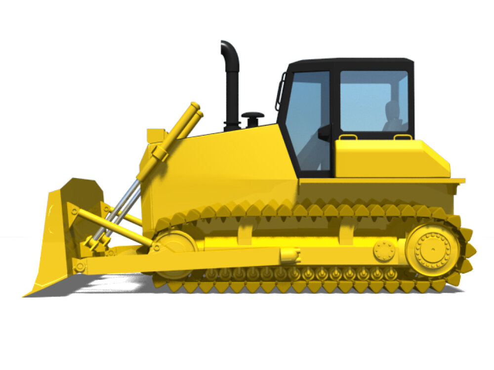 Bulldozer with Enclosed Cabin 3D model - Download Truck on 3DModels.org
