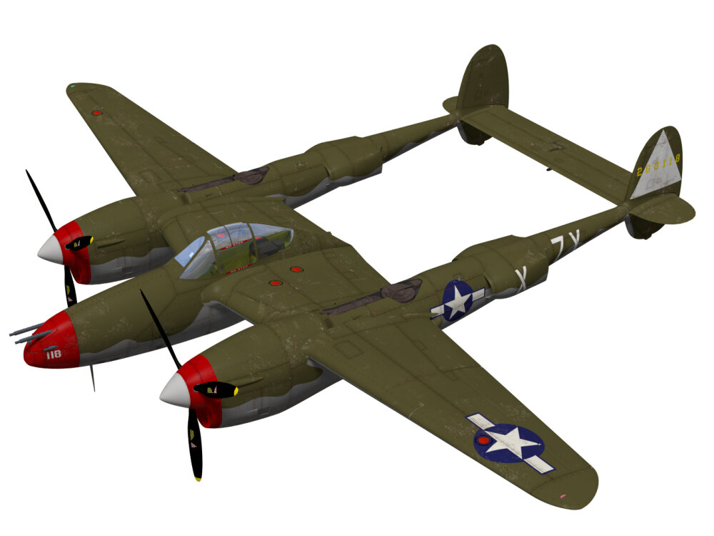 Lockheed P-38J Lightning Modelo 3D - Descargar Avión de caza on ...