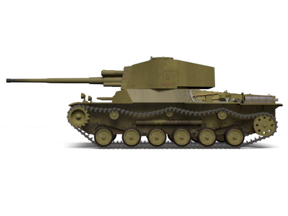 Type 3 Medium Tank Chi Nu Long Barrel Type 3D model - Download Tank on ...