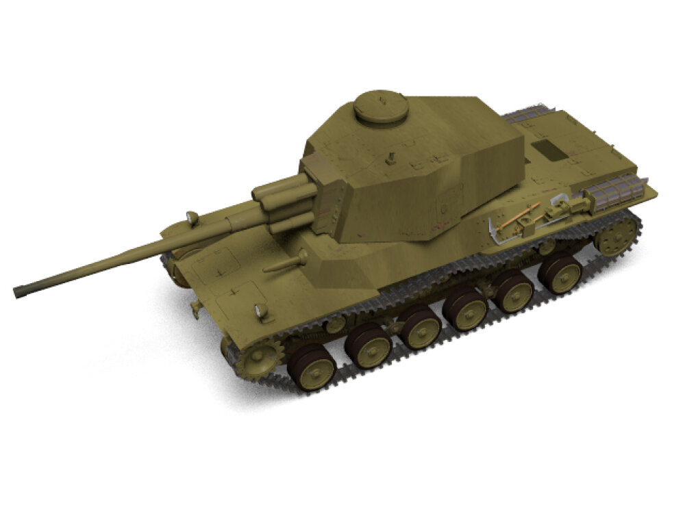 Type 3 Medium Tank Chi Nu Long Barrel Type 3D model - Download Tank on ...