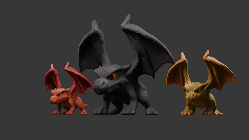 Dragon Stylisé avec Trois Variations de Texture Game Ready Modèle 3D ...