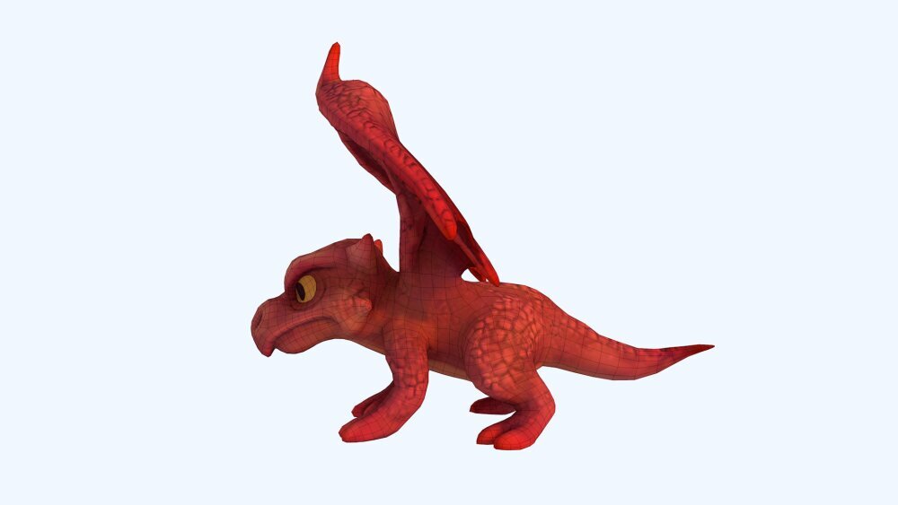 Stylized Dragon with 3 Texture Variations Game Ready 3D model ...