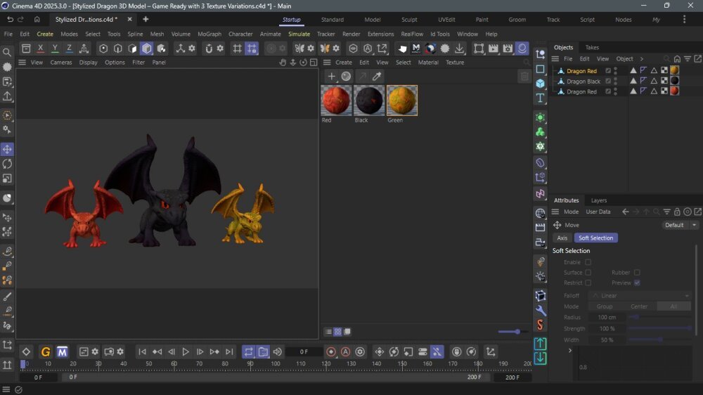 Stylized Dragon with 3 Texture Variations Game Ready 3D model ...