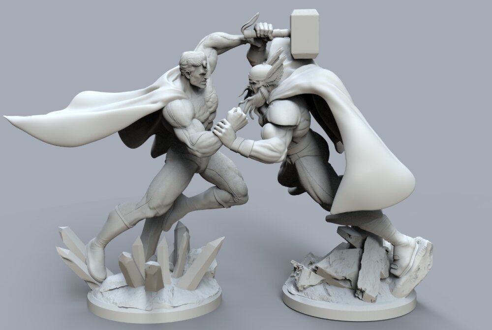 Superman Vs Thor 3D Printing Model - Download STL file for Printing ...