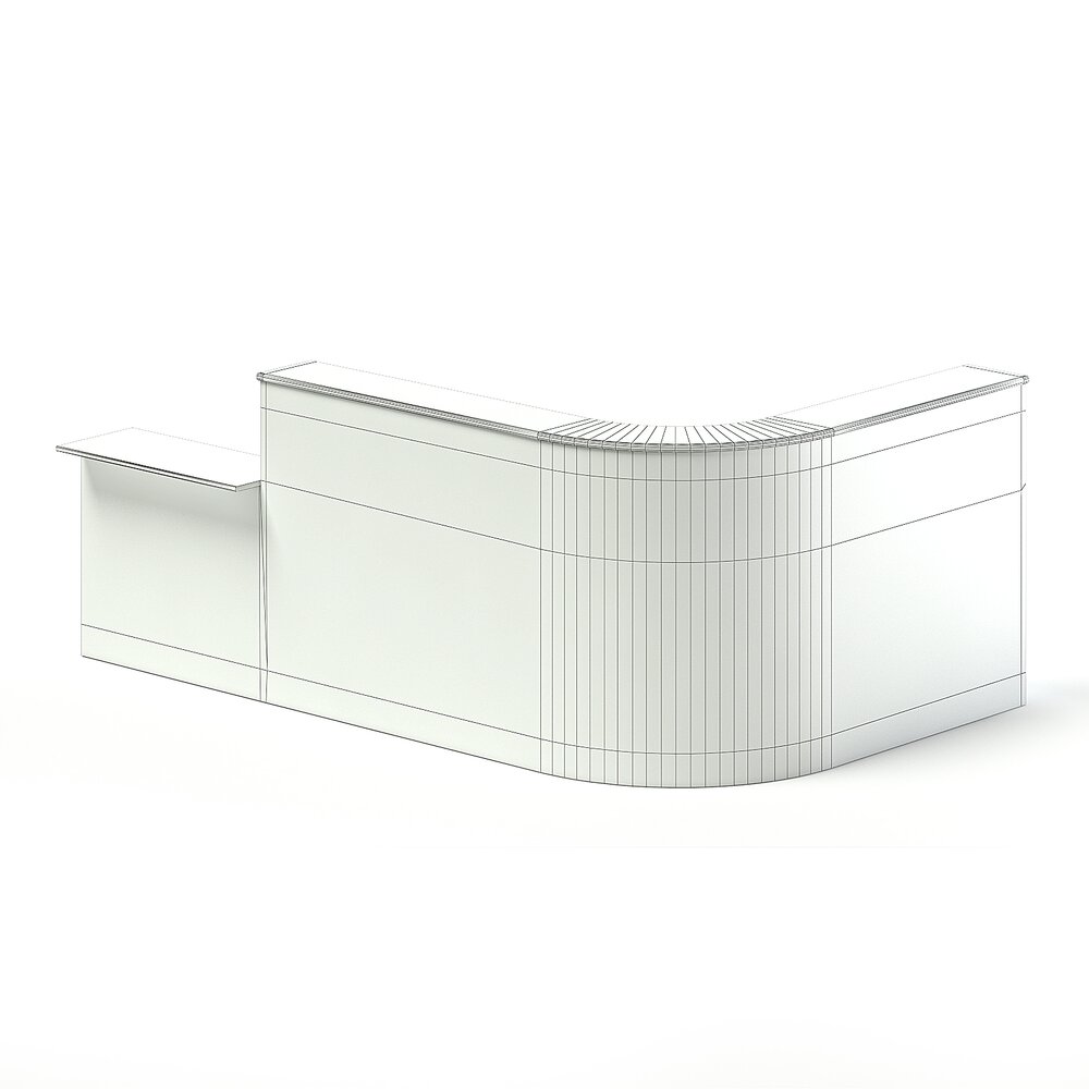 Long Rounded Reception Desk 3D model - Download Work Space on 3DModels.org