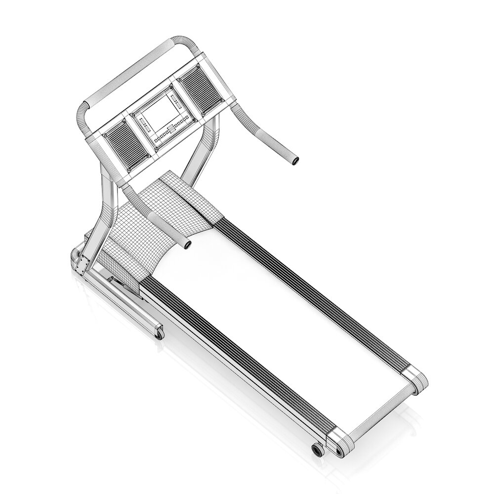 Black and Silver Treadmill with Computer 3D model - Download Sports ...
