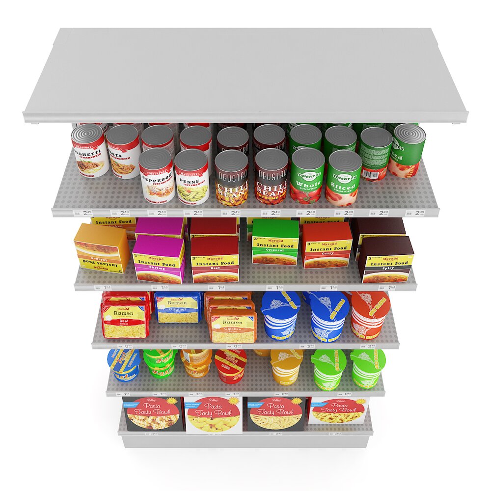 Market Shelf – Instant Foods 3D model - Download Commercial Appliance ...