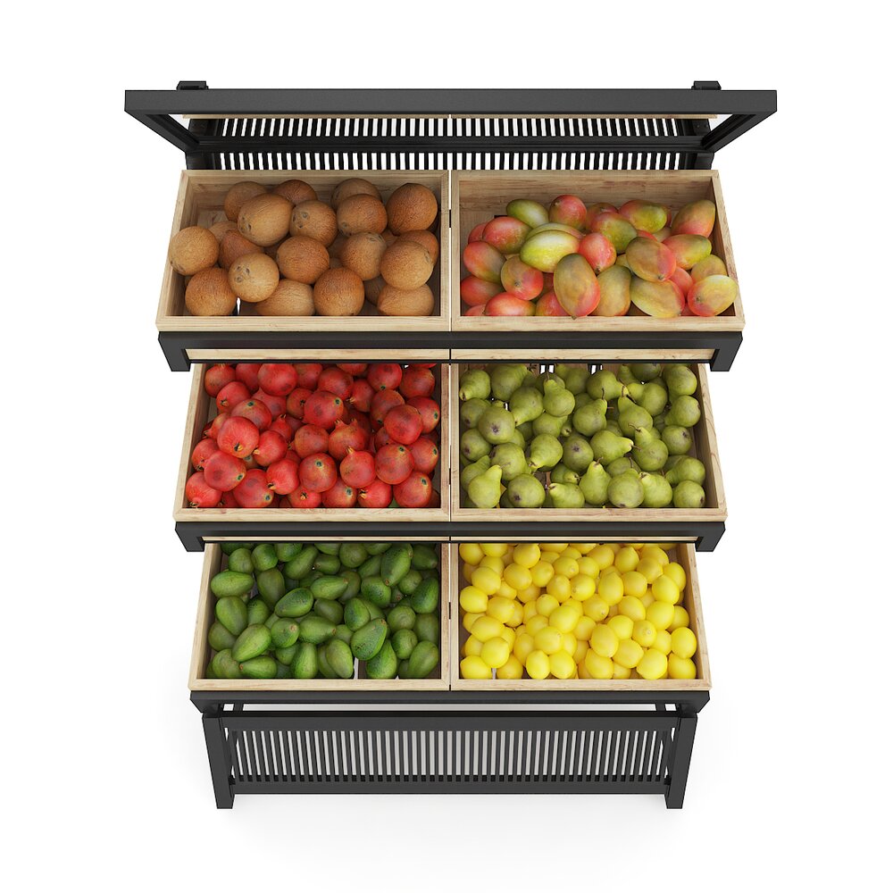 Market Shelf – Fruits 3D model - Download Commercial Appliance on ...