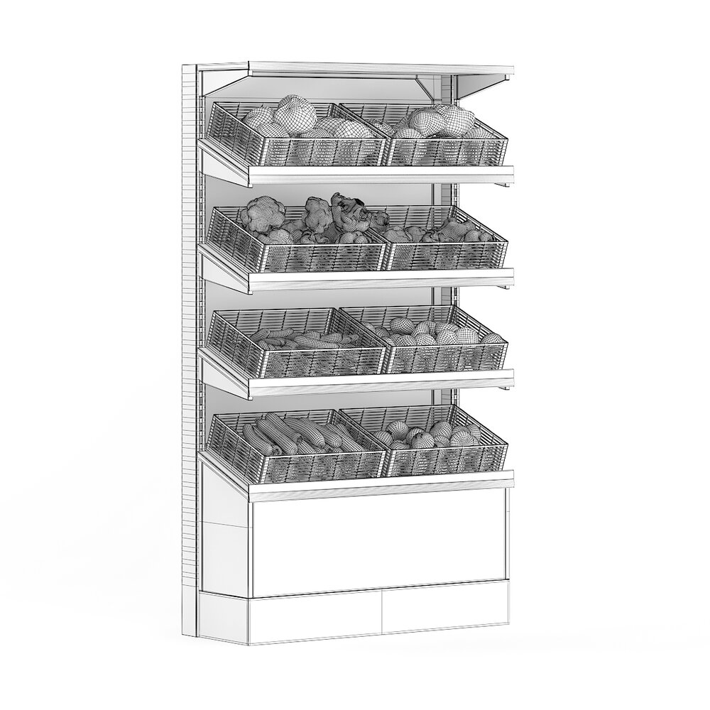 Supermarket Shelf with Various Vegetables 3D model - Download ...