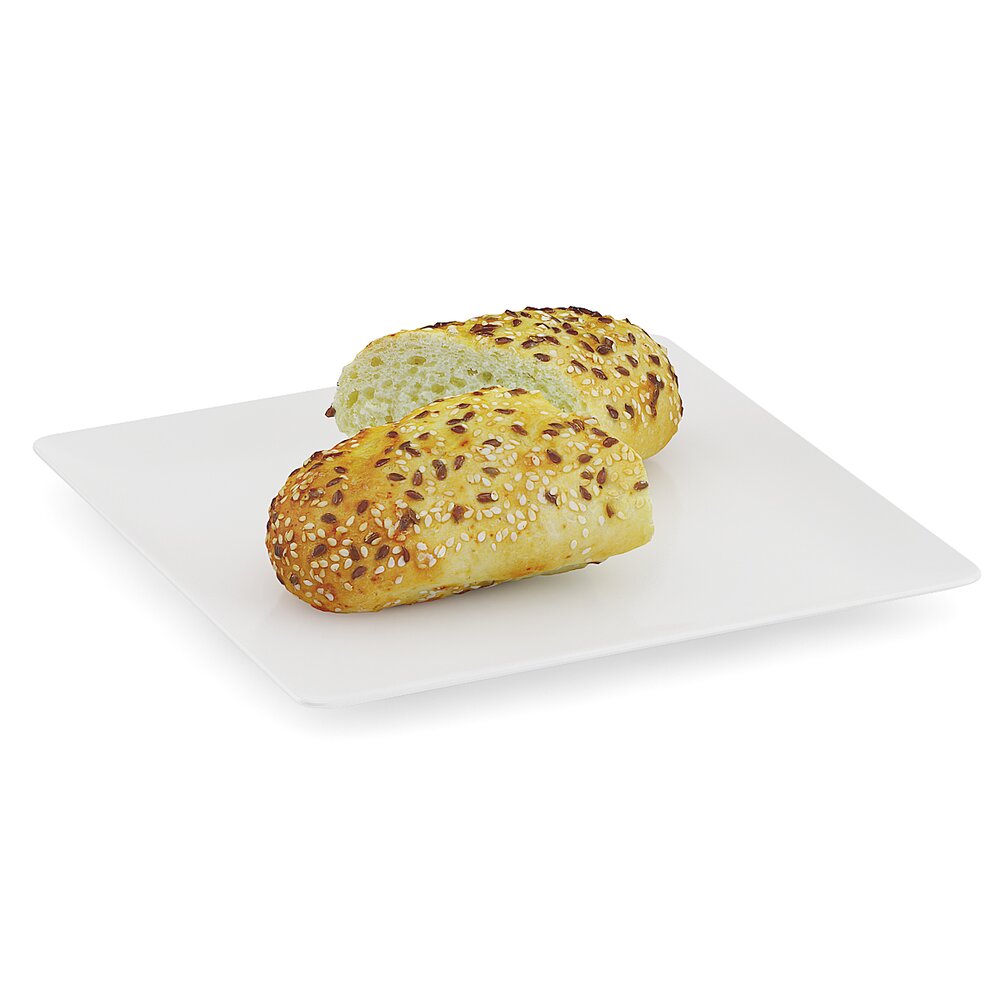 Sliced Bun with Sesame Seeds 3D model - Download Dairy, Bakery on ...