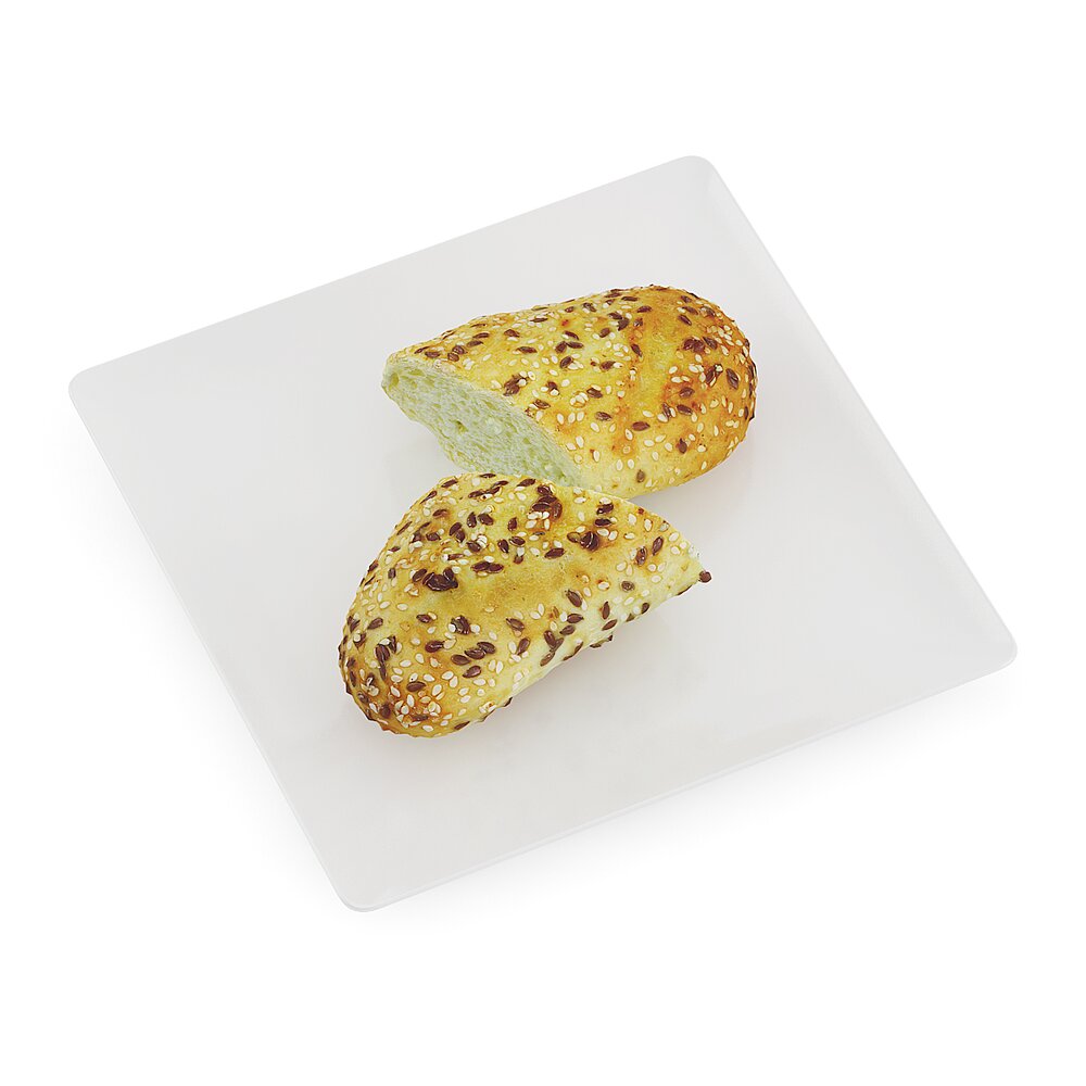 Sliced Bun with Sesame Seeds 3D model - Download Dairy, Bakery on ...