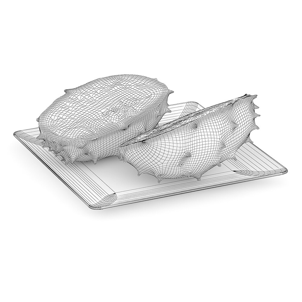 Sliced Horned Melon on White Plate 3D model - Download Fruit on ...