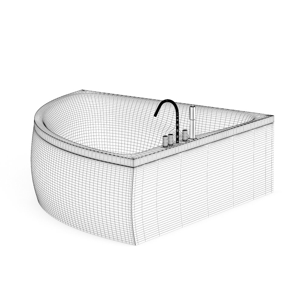 Corner Bathtub 3D model - Download Bathroom Fixtures on 3DModels.org