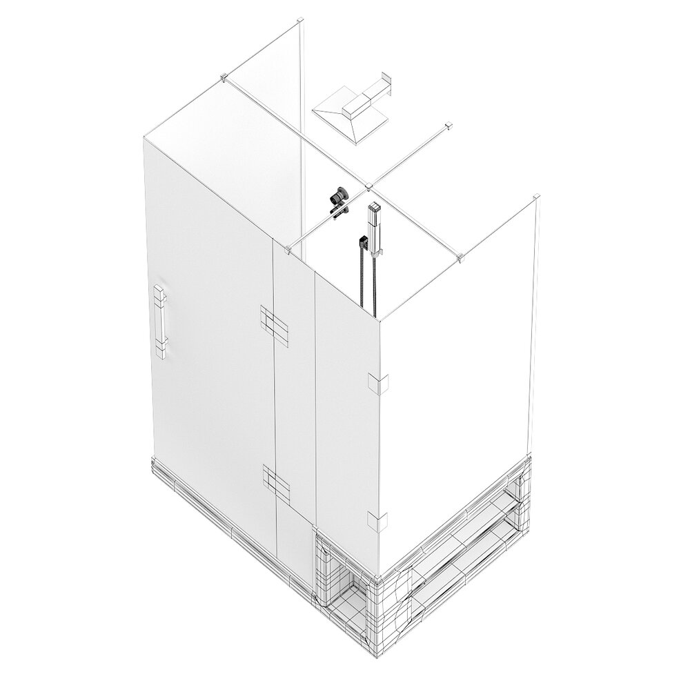 Ducha Rectangular de Vidrio Con Accesorios Modelo 3D - Descargar ...