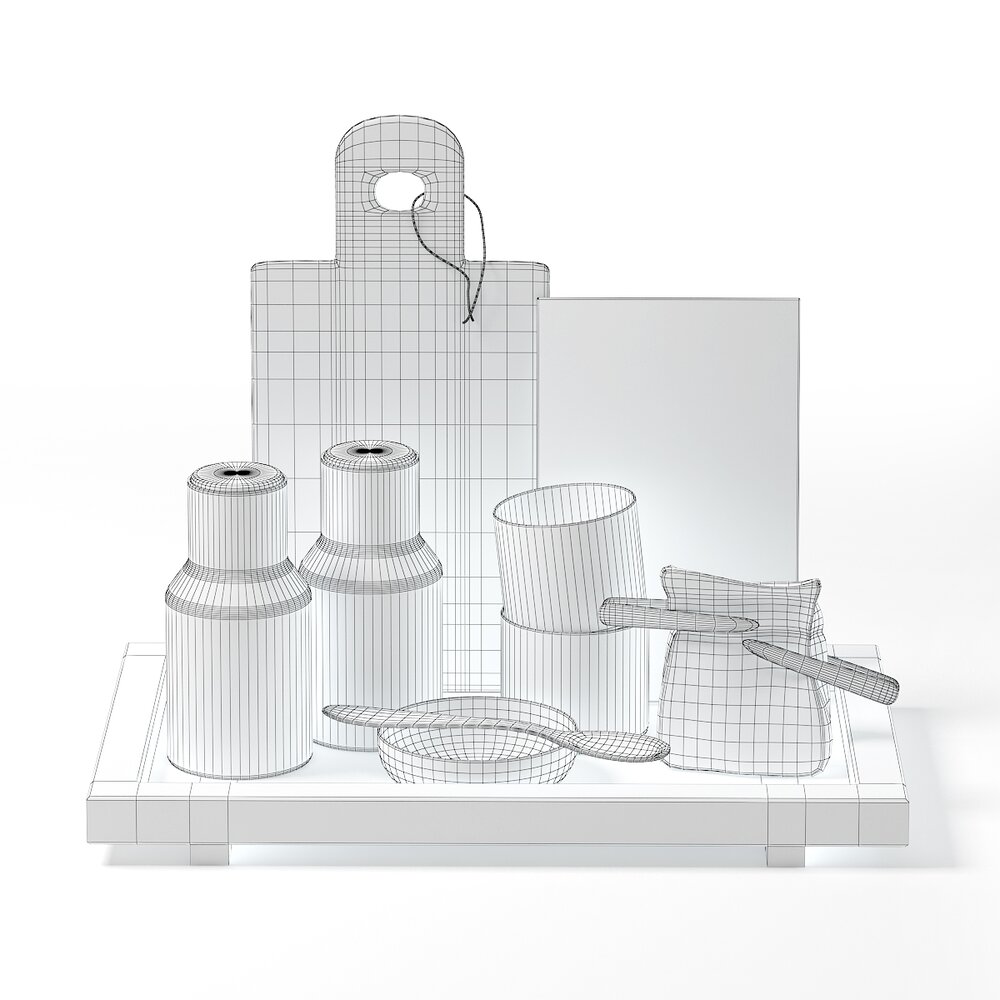 Kitchen Utensils on a Tray 3D model - Download Tableware on 3DModels.org