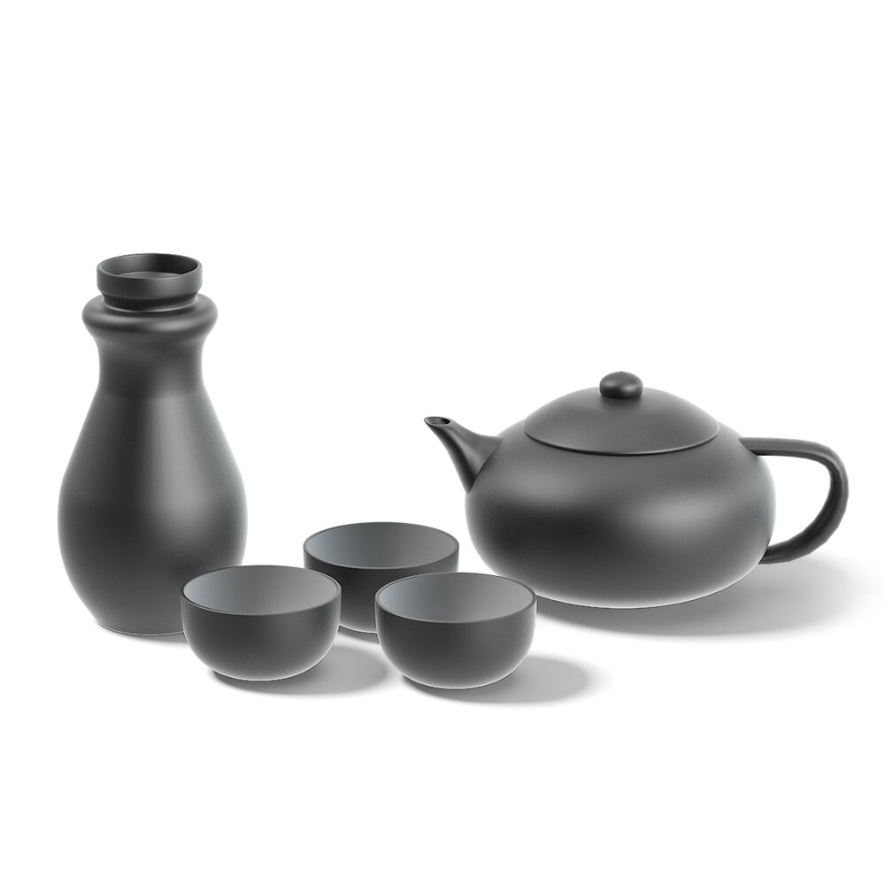 Black Tea Set 3D model - Download Tableware on 3DModels.org