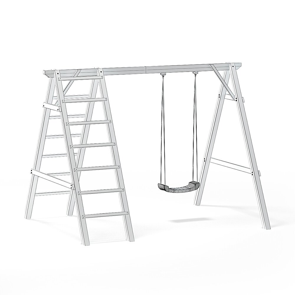 Wooden Swing Set with Ladder 3D model - Download Street elements on ...