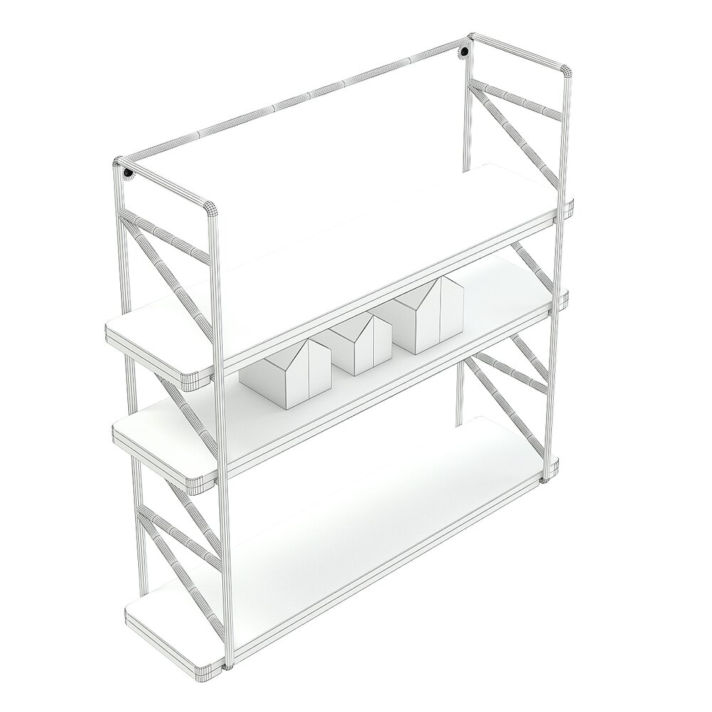 Wall Shelf with House Shape Blocks 3D model - Download Shelving on ...