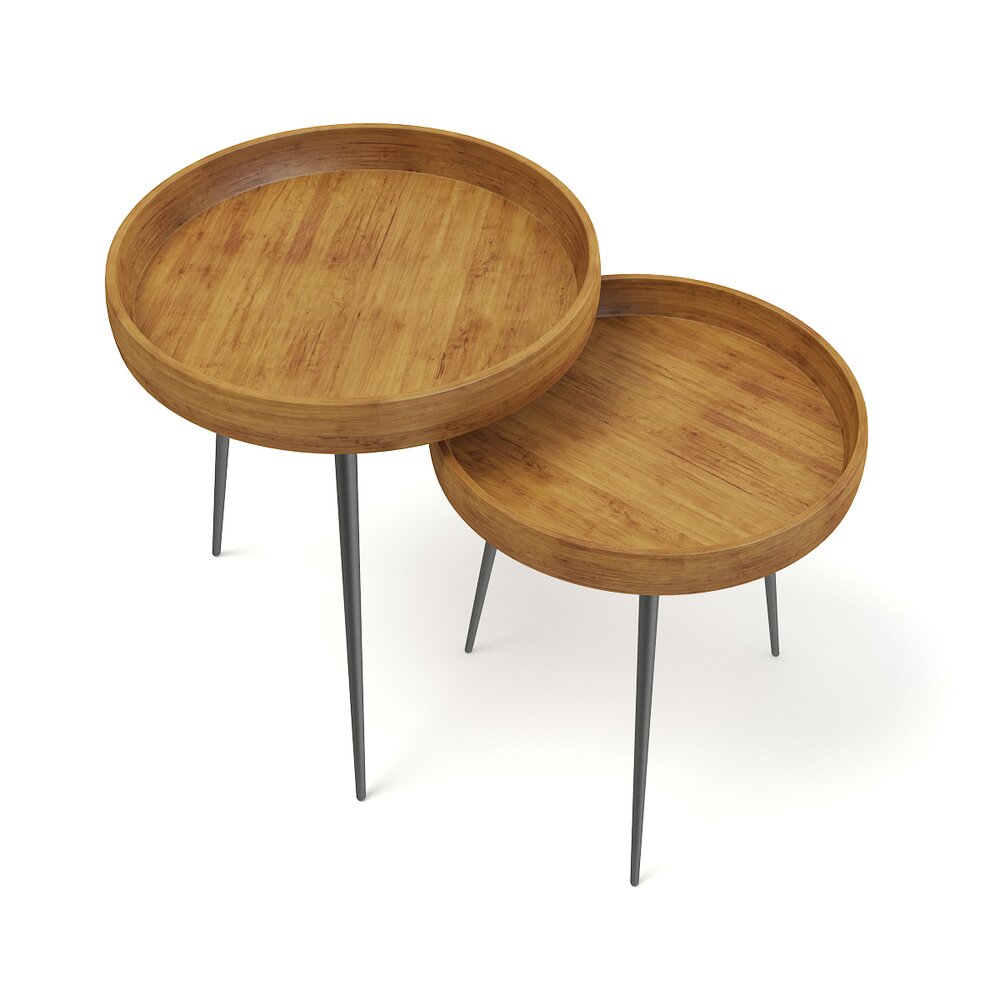 Two Small Tables with Black Metal Legs 3D model - Download Table on ...